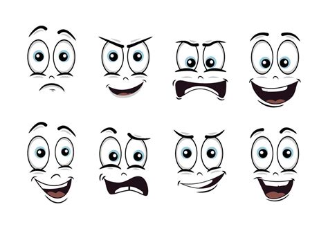 Funny Cartoon Face Expressions Collection Set 72839497 Vector Art At