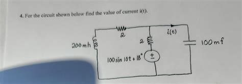 Solved For The Circuit Shown Below Find The Value Of Chegg