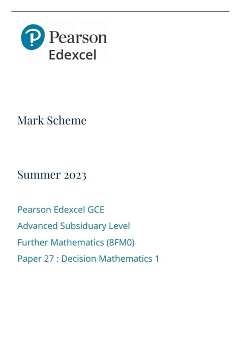 Pearson Edexcel Gce Advanced Subsiduary Levelfurther Mathematics 8fm0