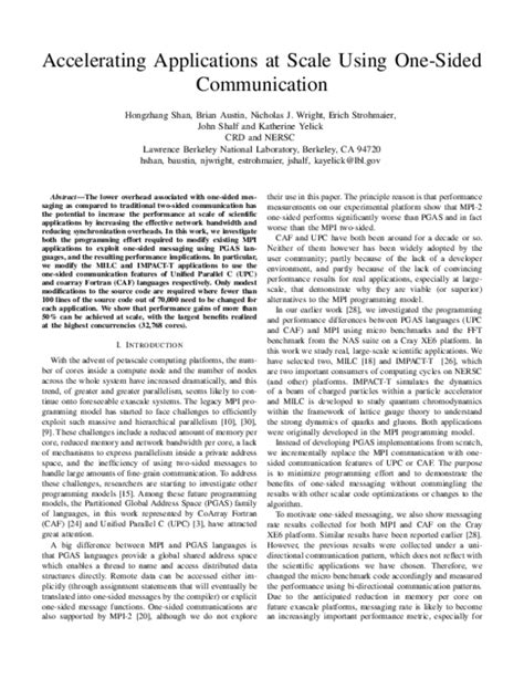 Pdf Accelerating Applications At Scale Using One Sided Communication