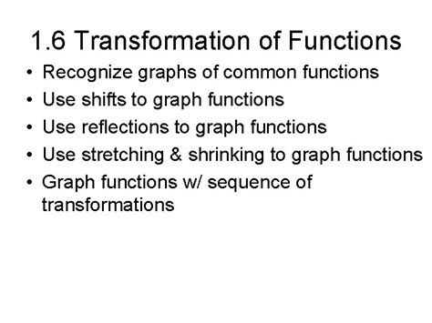 Transformation Of Functions Recognize Graphs Of