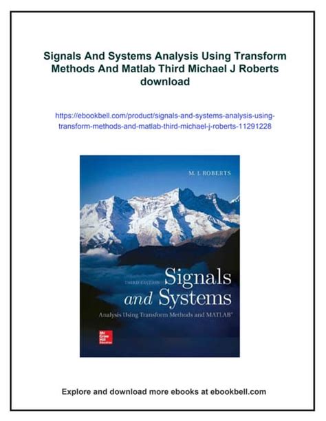 Signals And Systems Analysis Using Transform Methods And Matlab Third