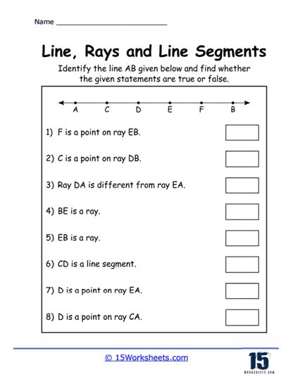 Lines Rays Line Segments Worksheets Worksheets Com