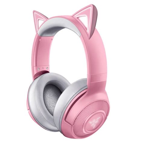 Headset Gamer Sem Fio Gatinho Razer Kraken Bt Kitty Chroma Drivers 40mm Quartz Pink Fone De