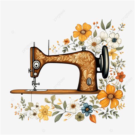 ماكينة الخياطة الأزهار Png التوضيح بي إن جي شفاف ملحق Png صورة