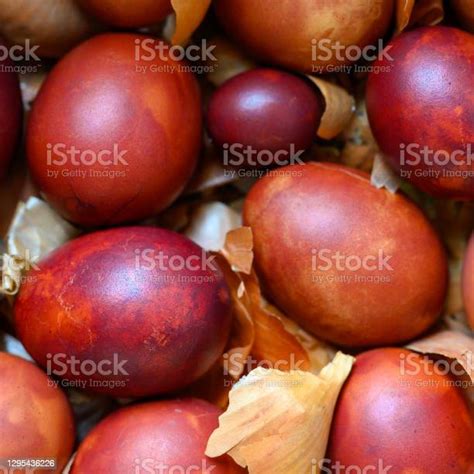 부활절 달걀은 양파 껍질을 그렸다 껍질을 벗긴 양파를 곁들인 기존의 천연 친환경 방법에 따라 계란을 착색 사각형 0명에 대한 스톡 사진 및 기타 이미지 Istock