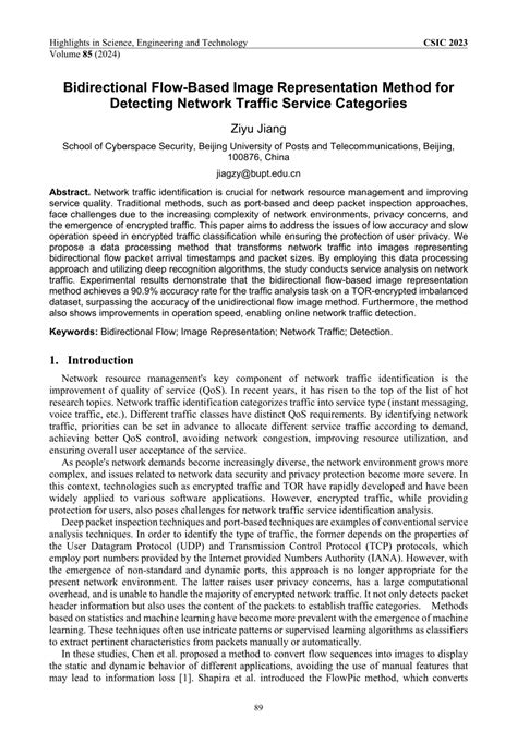 Pdf Bidirectional Flow Based Image Representation Method For Detecting Network Traffic Service
