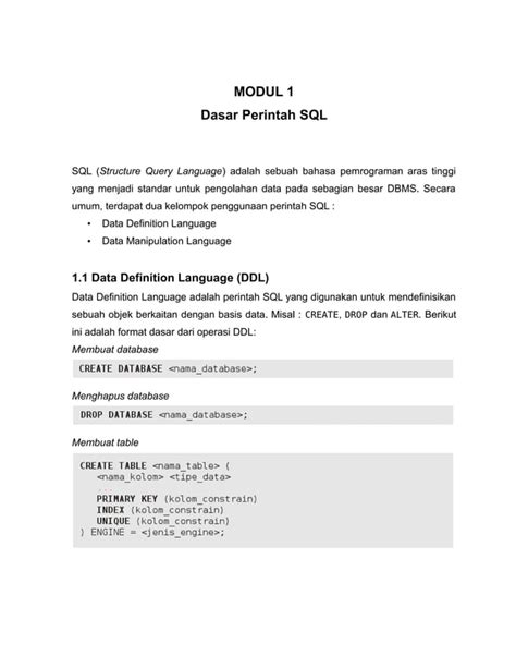 Dasar Perintah Sql Pdf