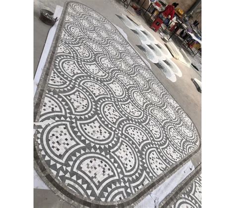 Mosaic White Marble Water Jet Floor Grey Marble Mosaic