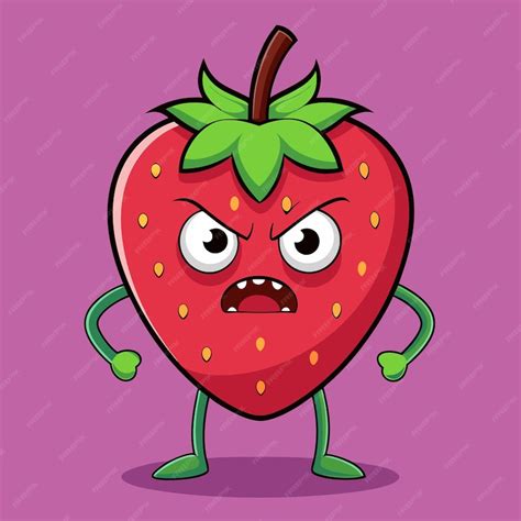 Angry Strawberry Cartoon Character Premium Ai Generated Image