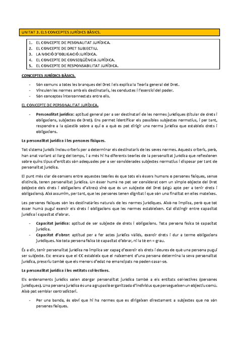 Unitat 3 Teoria Del Dret Unitat 3 Els Conceptes JurÍdics BÀsics 1