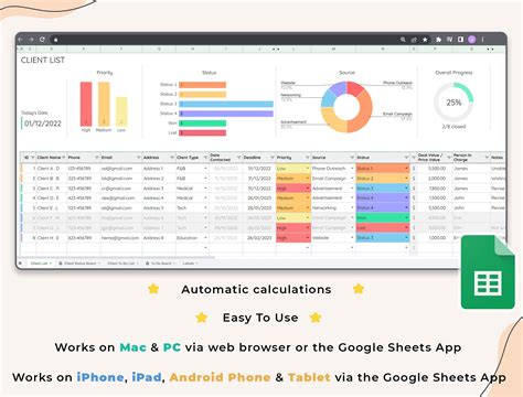 Excel Client Tracker Small Business Template Crm Dashboard Etsy Canada