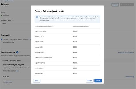 安排价格调整 管理 App 内购买项目 App Store Connect 帮助 Apple Developer