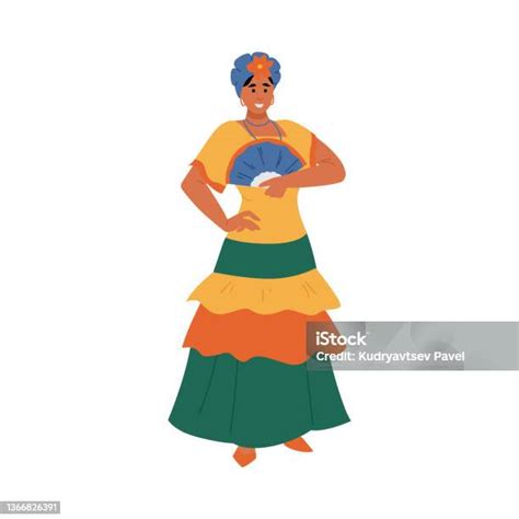 ผู้หญิงคิวบาในชุดประวัติศาสตร์แห่งชาติภาพประกอบเวกเตอร์แบนแยก ภาพประกอบสต็อก ดาวน์โหลดรูปภาพ