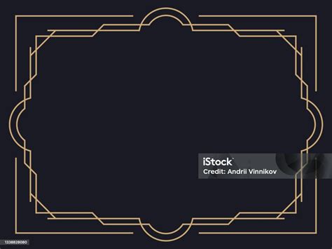 아르 데코 프레임 빈티지 선형 테두리 초대장 전단지 및 인사말 카드에 대한 템플릿을 디자인합니다 기하학적 황금 프레임 1920 년대의 스타일 1930 년대 벡터