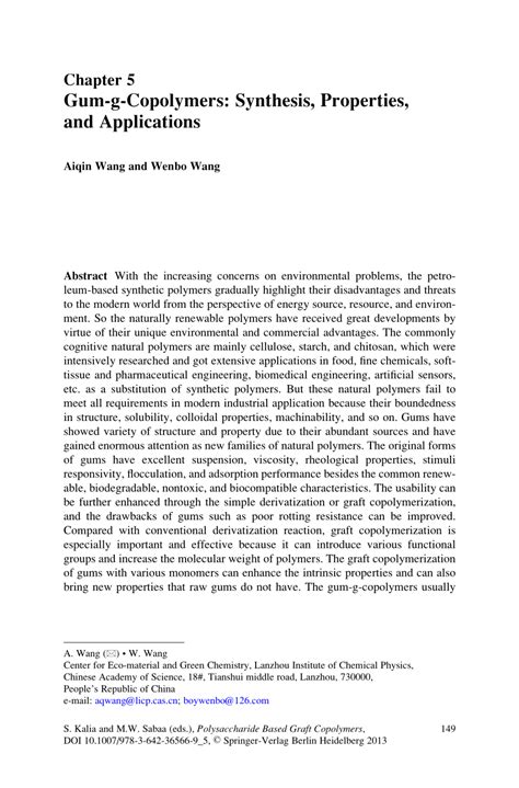 Pdf Gum G Copolymers Synthesis Properties And Applications