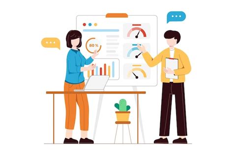 Premium Vector Work Team Is Discussing Data Analysis