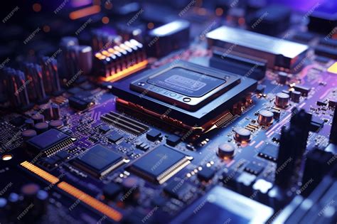 Premium Photo A Microchip On A Circuit Board Closeup Of A Microprocessor On A Computer