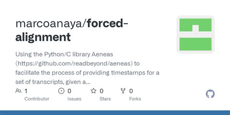 GitHub Marcoanaya Forced Alignment Using The Python C Library Aeneas Https Github
