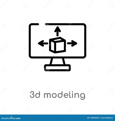 Outline 3d Modeling Vector Icon Isolated Black Simple Line Element Illustration From General 1