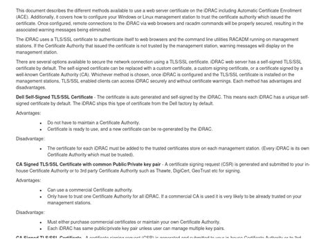 Introduction Idrac Web Server Certificate Management Methods To Manage Web Server