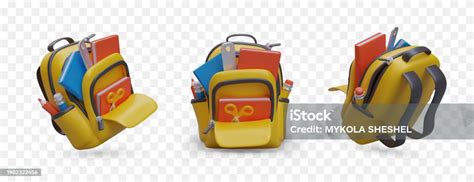 편지지가 있는 학교 배낭 벡터 아이콘 집합입니다 학교로 돌아가기 3차원 형태에 대한 스톡 벡터 아트 및 기타 이미지 3차원 형태 9월 가방 Istock