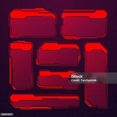 빨간색 미래형 Hud 또는 Ui 요소 공상 과학 사용자 인터페이스 텍스트 상자 설명선 경고 메시지 프레임 정보 상자 템플릿입니다