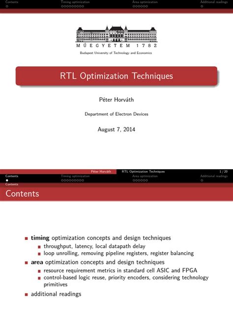 07 Rtl Optimization Techniques Pdf Field Programmable Gate Array Inputoutput