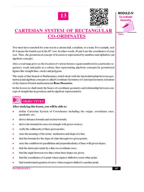 311 Maths Eng Lesson13 Pdf Cartesian Coordinate System Line