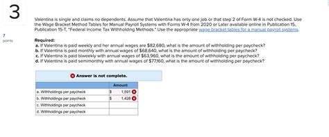 Solved Valentina Is Single And Claims No Dependents As