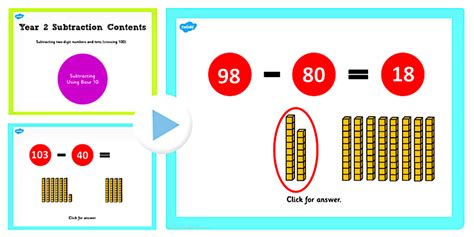 Y2 Subtract 2 Digit Numbers Tens Same 10s Cross 100 Base 10