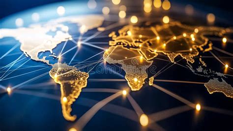 Ai Network Nodes Illuminate A Global Map Showcasing Connections