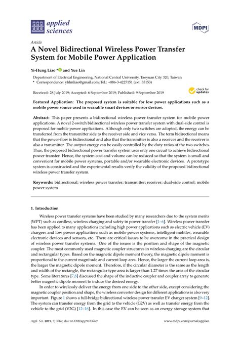 Pdf A Novel Bidirectional Wireless Power Transfer System For Mobile Power Application