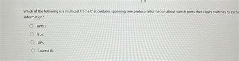 Solved Which Of The Following Is A Multicast Frame That
