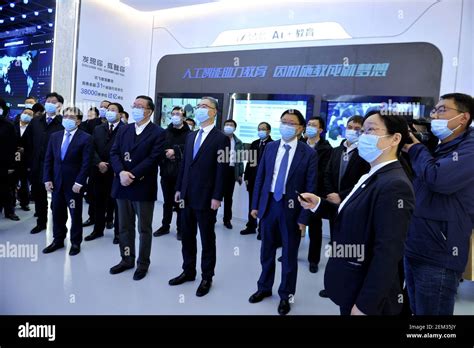 Qingdao China December 3 2020 Visitors Look At Iflyteks Ai Education Platform At The