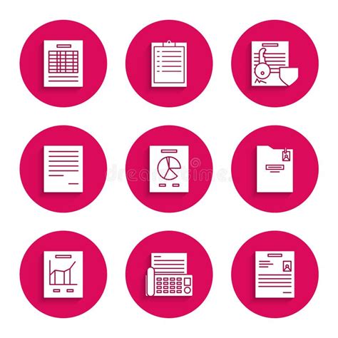 Set Document With Graph Chart Fax Machine Personal Document Folder