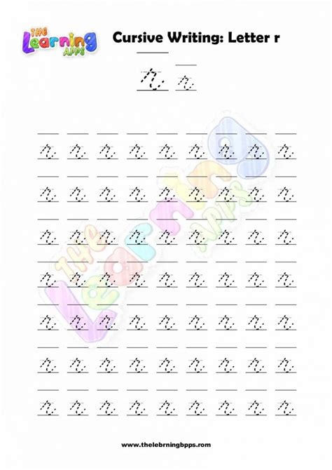 Free Printable Cursive Letter R Writing Grade Worksheets
