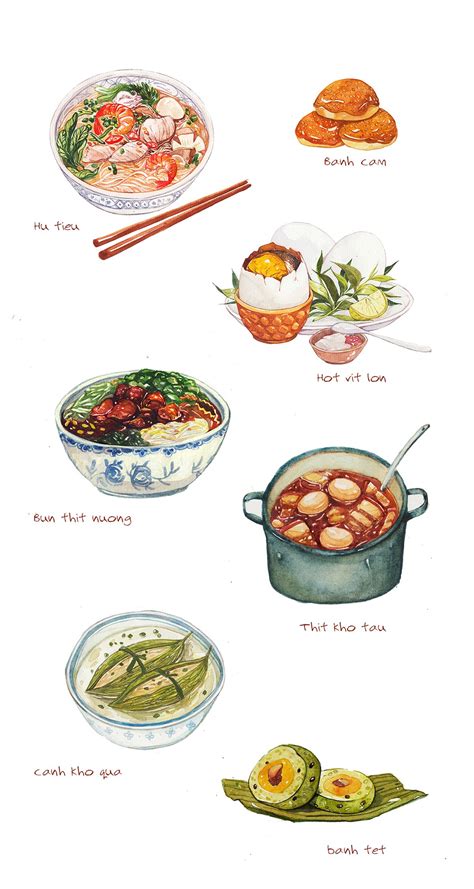 Vietnamese Food Illustration On Behance Food Art Vietnam Food Food