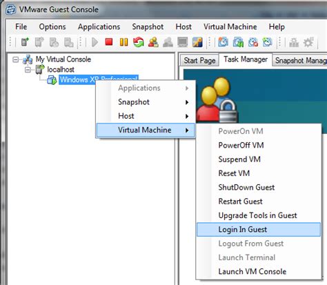 how to use vmware guest console to control guest os from host remotely