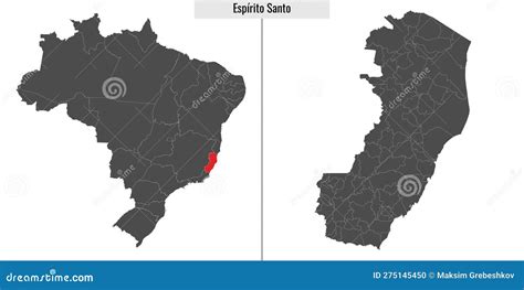 Map Of Espirito Santo State Of Brazil Stock Vector Illustration Of