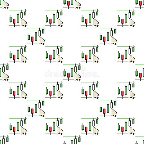 Mouse Click On Candlestick Chart Vector Colored Seamless Pattern Stock