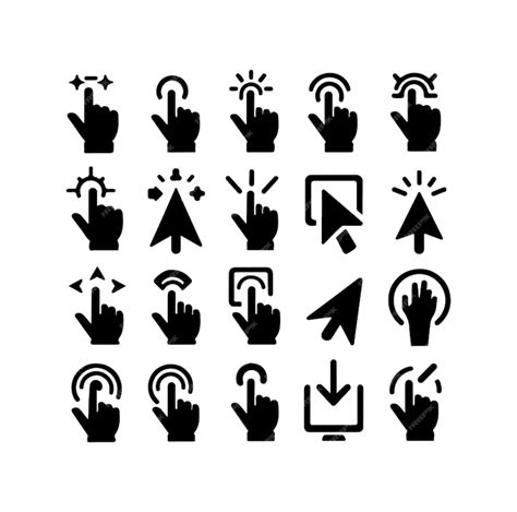 Set Of Arrow Web Cursors Set Computer Pointer Click Icon Clicking