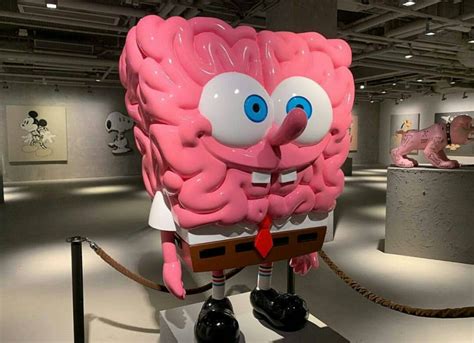 Sponge Brain Art Fiberglass Embellish Spongebob Squarepants Cartoon Character Statue