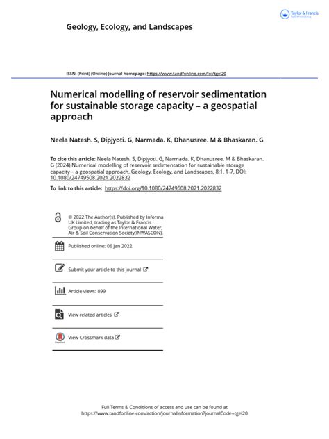 Numerical Modelling Of Reservoir Sedimentation For Sustainable Storage Capacity A Geospatial