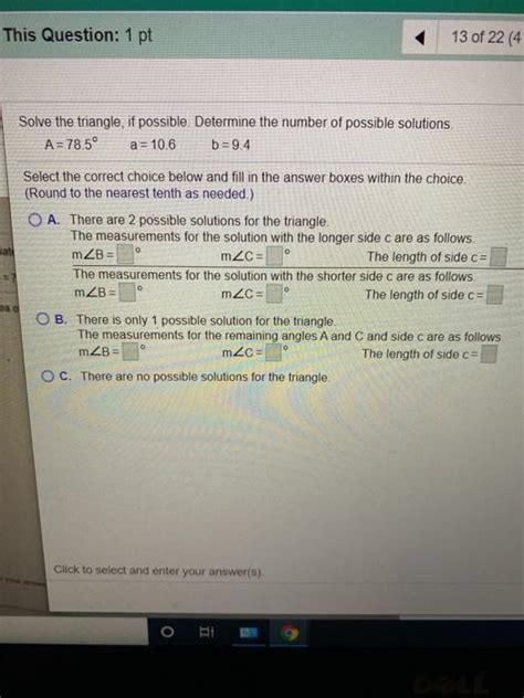 Solved Solve The Triangle Abc If The Triangle Exists B