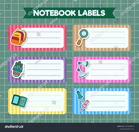 Vector Notebook Labels Icons Babe Subjects Stock Vector Royalty Free 2473564971 Shutterstock