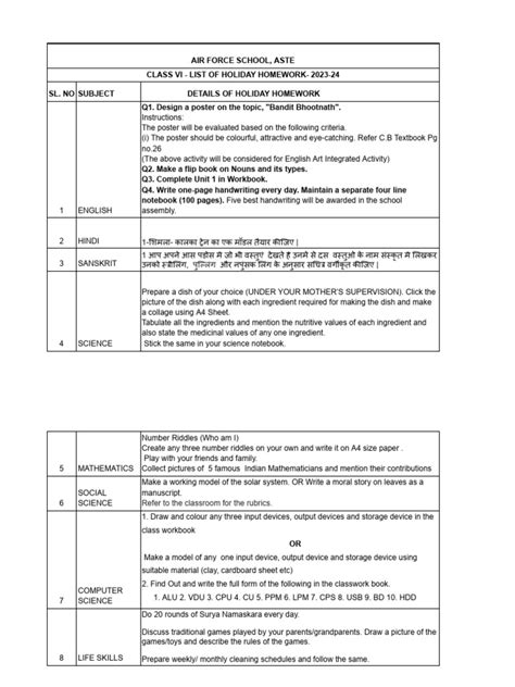 Holiday Hwvi X2023 24 Pdf Books Science