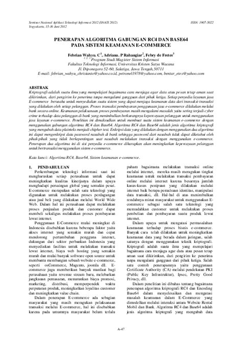 Pdf Penerapan Algoritma Gabungan Rc4 Dan Base64 Pada Sistem Keamanan