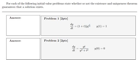 Solved For Each Of The Following Initial Value Problems