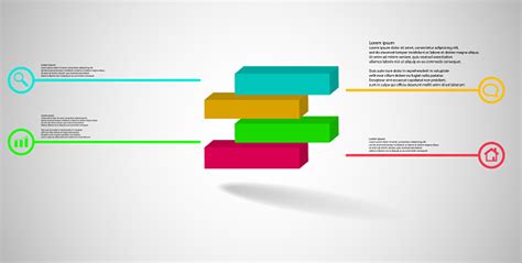3d Illustration Infographic Template The Embossed Cube Is Horizontally Divided To Four Shifted